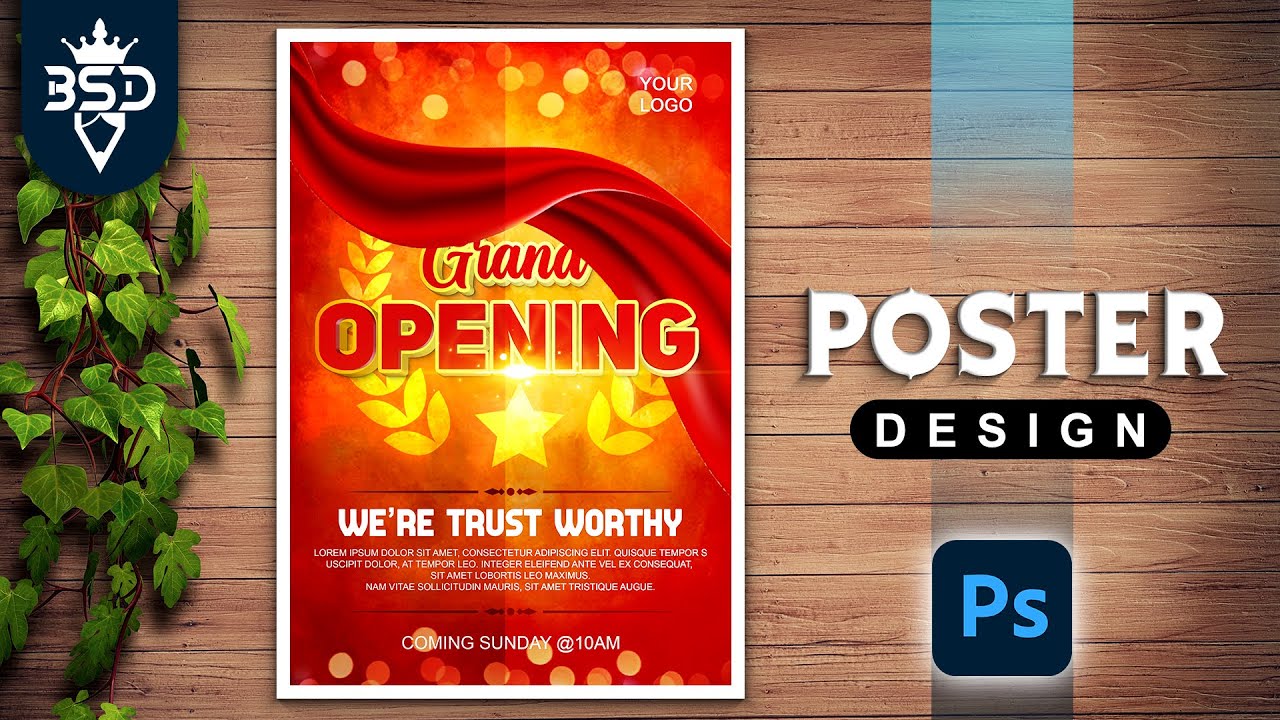 Grand Opening Celebration Poster Design in | Photoshop 2021 Tutorial ...