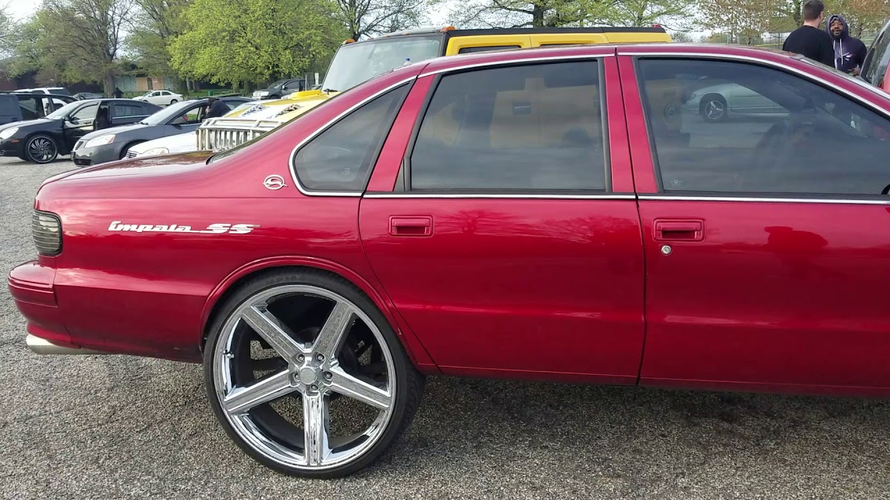 Super Clean ! Candy red Impala ss on 26 irocs - YouTube