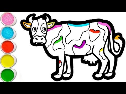 Cow Drawing easy Colouring for kids and Toodlers| How to draw aCow for ...