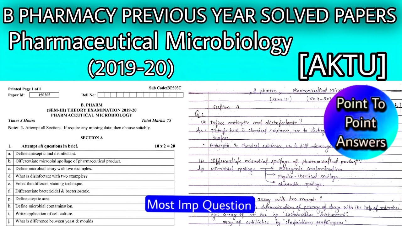 B PHARM PREVIOUS YEAR SOLVED QUESTION PAPER | 2019-20 | AKTU | SEM-3 ...