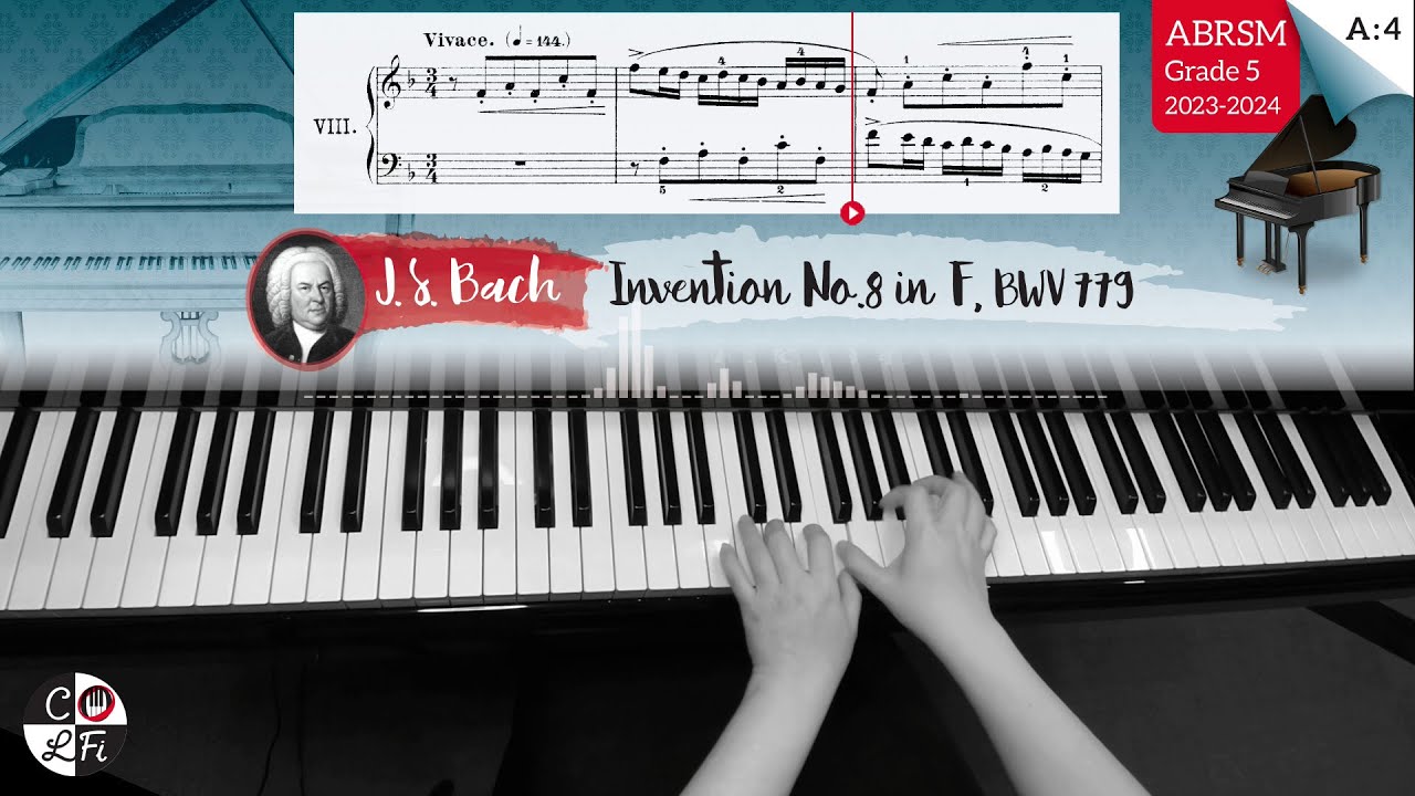 BACH Invention No. 8 in F, BWV 779 | ABRSM Grade 5 Piano Exam Piece A4 ...