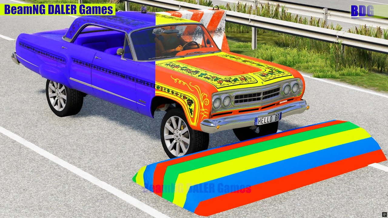 Cars vs Massive Magic Color Speed Bumps #725 BeamNG DALER Games [BeamNG ...