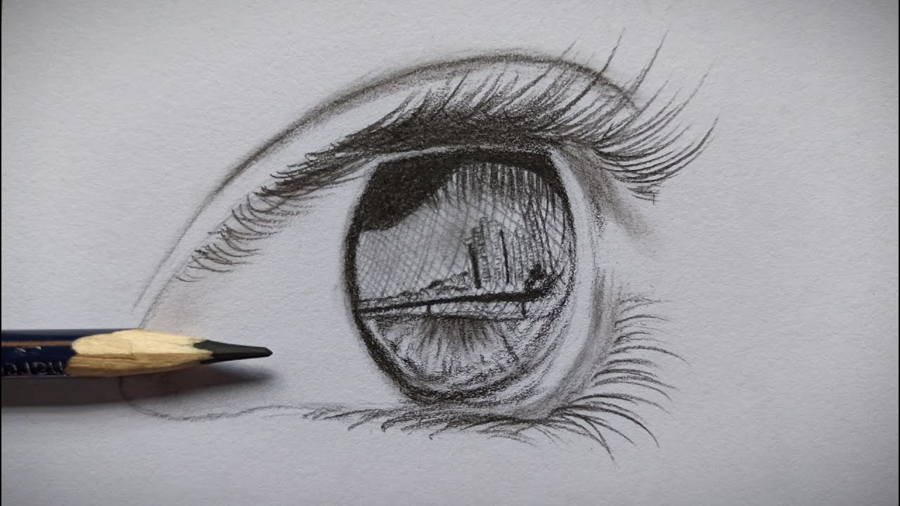 Trying realistic eye reflection with charcoal pencil | Art by Emiel ...