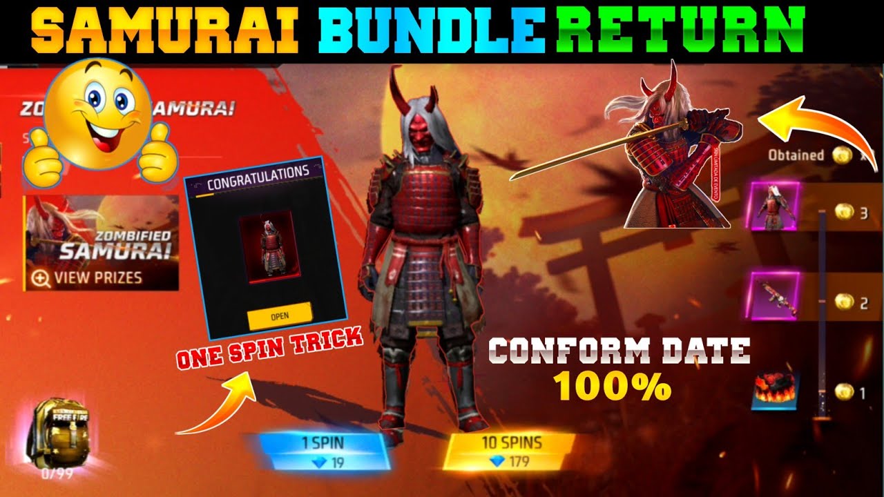 Zombie Samurai Bundle Return :- Come Back in Free Fire 😱 Conform Date ...