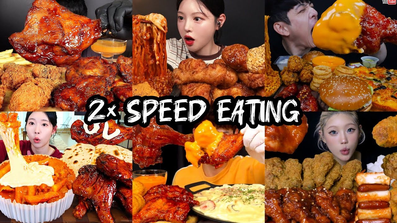 2× SPEED EATING SOUND | FRIED CHICKEN, BBQ CHICKEN, TTEOKBOKKI MUKBANG ...