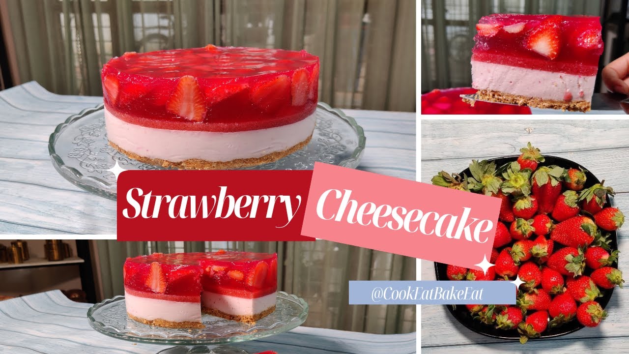 Strawberry Cheesecake: Slice of Heavenly Desire | Eggless - YouTube