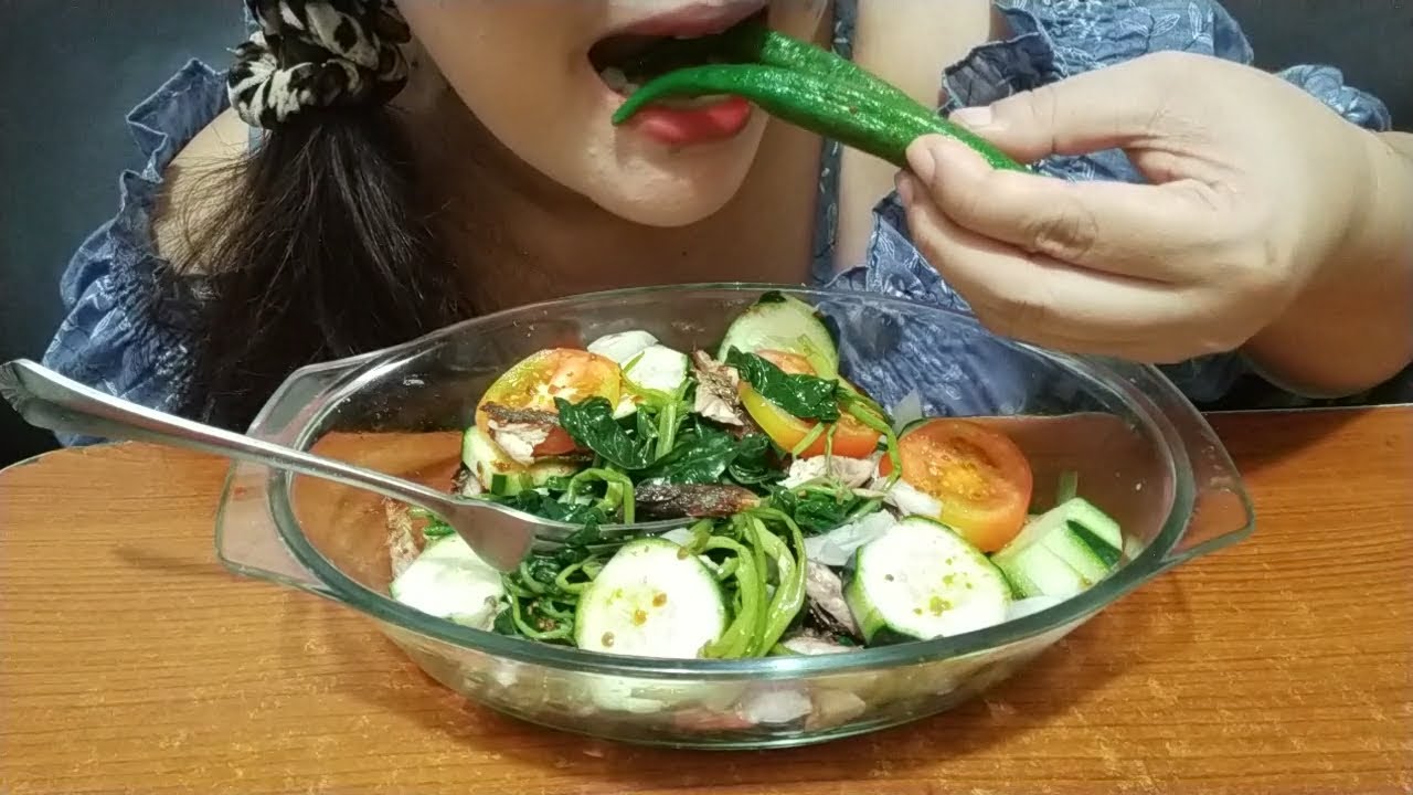Day#25 HEALTHY DIET | GULAY SALAD ( Okra,kangkong,kamatis,pipino,isda ...
