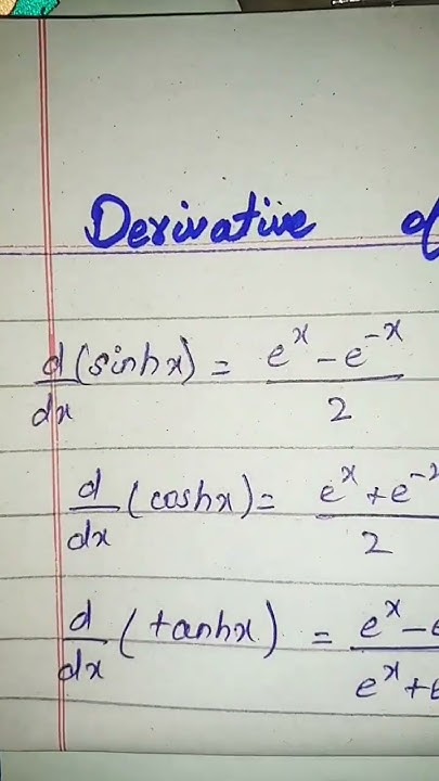 Derivatives of hyperbolic functions || Calculus - YouTube