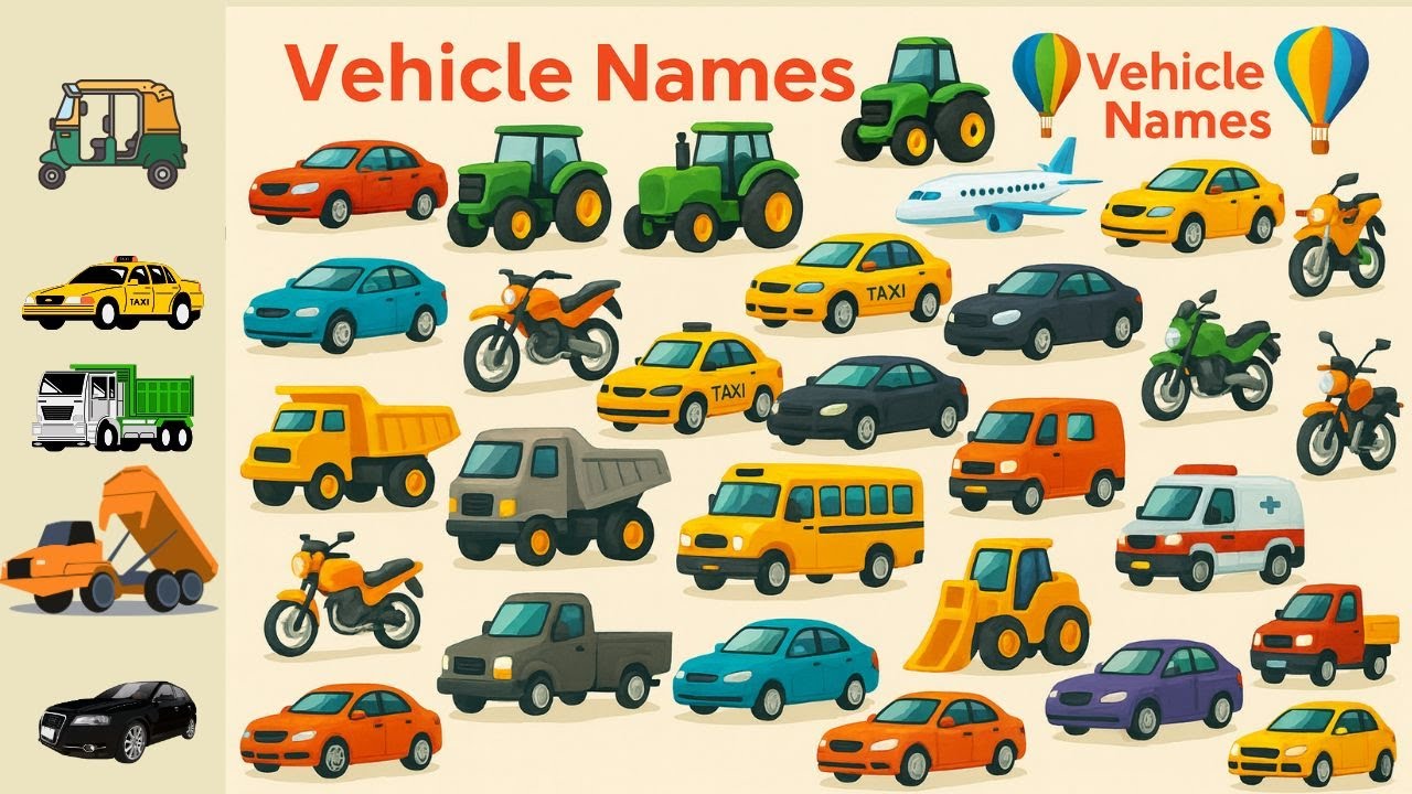 Vehicle Names | Learn Vehicle Names in English | Vehicles Vocabulary ...