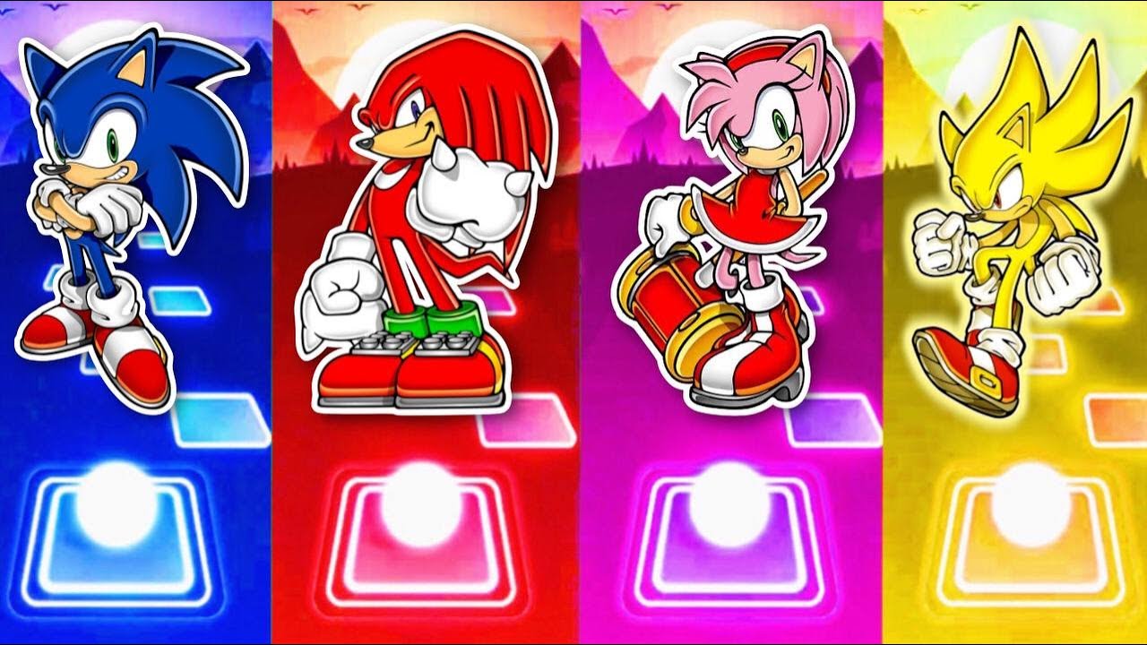 Sonic vs Knuckles vs Amy Rose vs Super Sonic | Tiles Hop Edm Rush - YouTube