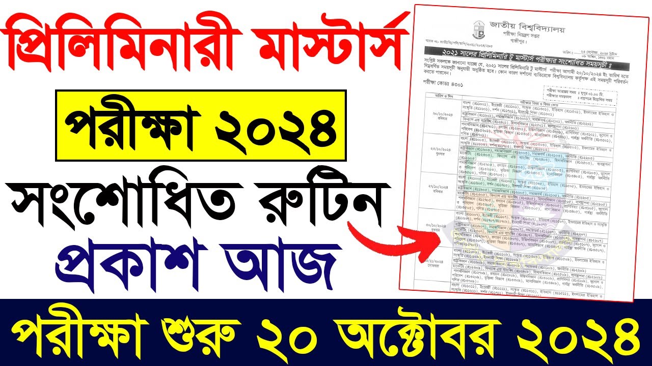 প্রিলিমিনারী মাস্টার্স নতুন রুটিন ২০২৪ || Preliminary Masters Final ...