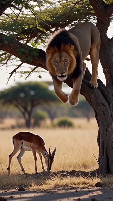 🦁Lion Falls from Tree – Funny & Painful Moment! 😳#Lion#FunnyLion# ...