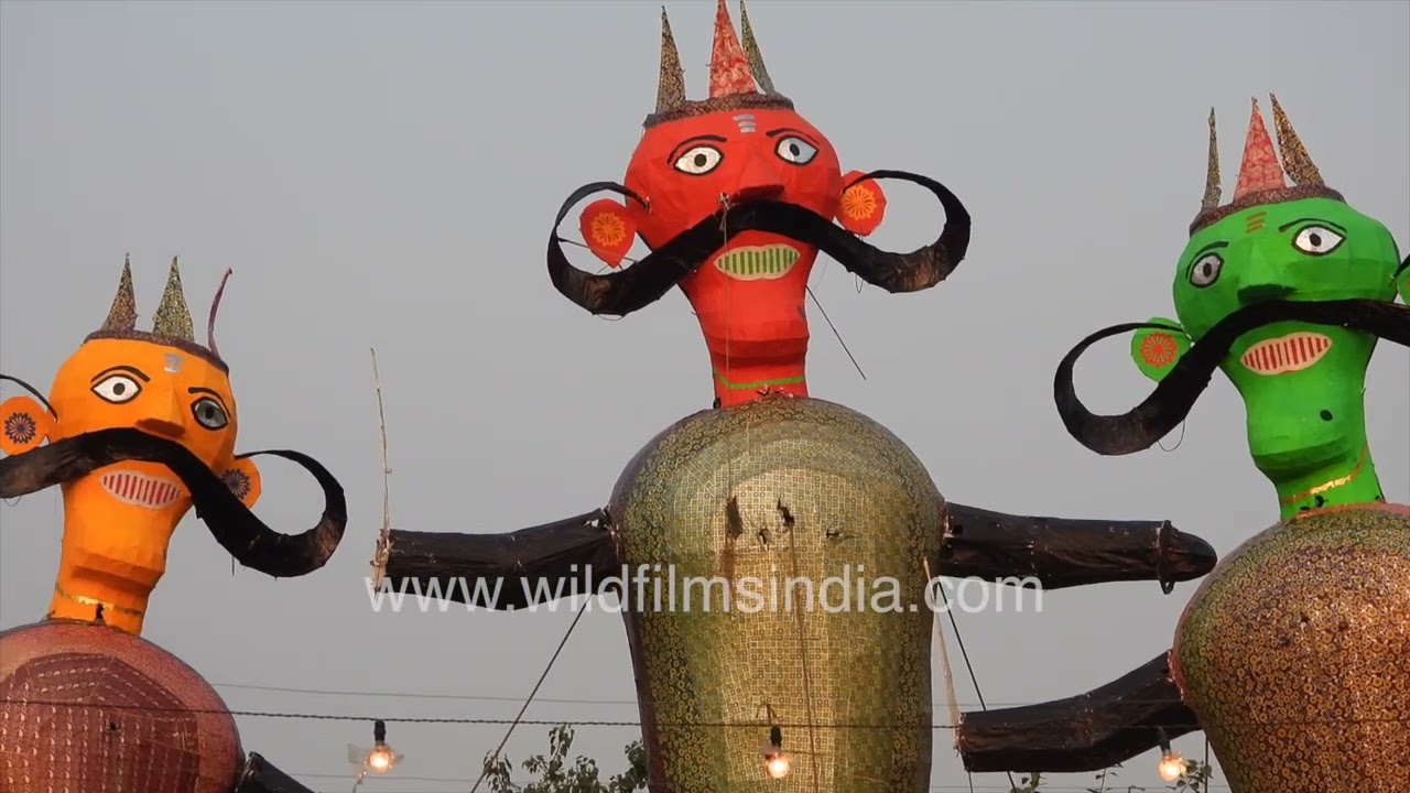 On Dussehra, these giant Ravan effigies are set on fire at a village ...