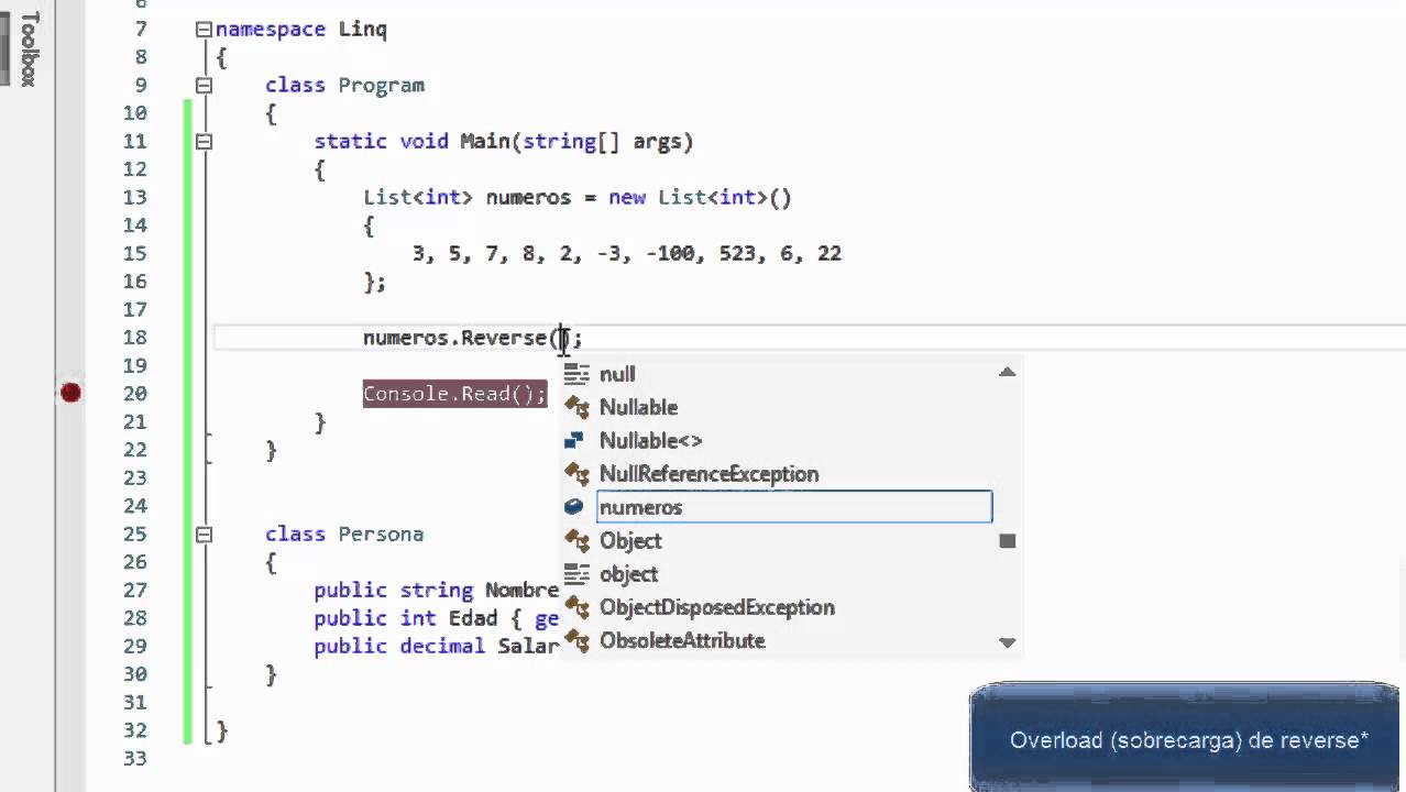 LINQ: Reverse, reversar lista | LINQ | Programando en C# - YouTube