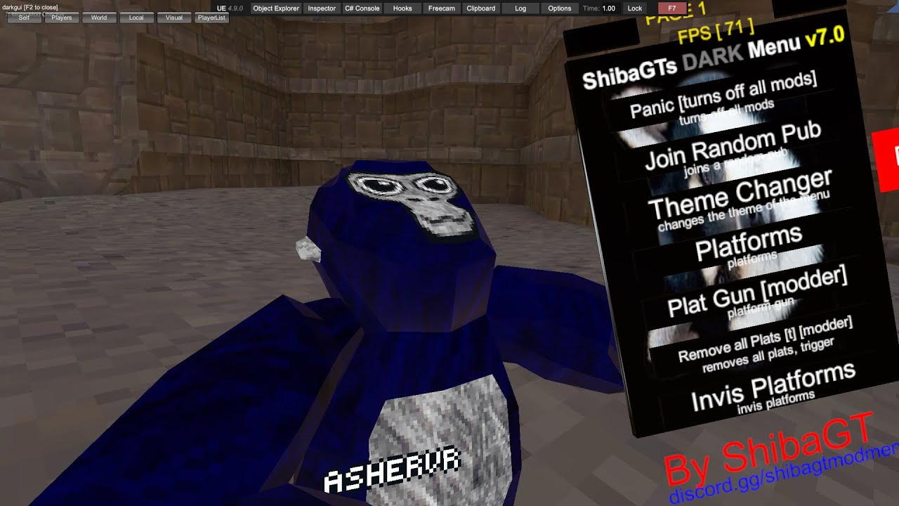 gorilla tag shiba dark v7.0 mod menu review - YouTube