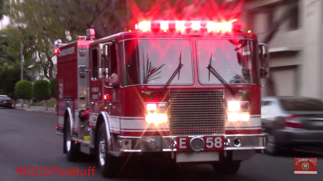 LAFD Engine 58 & Rescue 858 Responding - YouTube