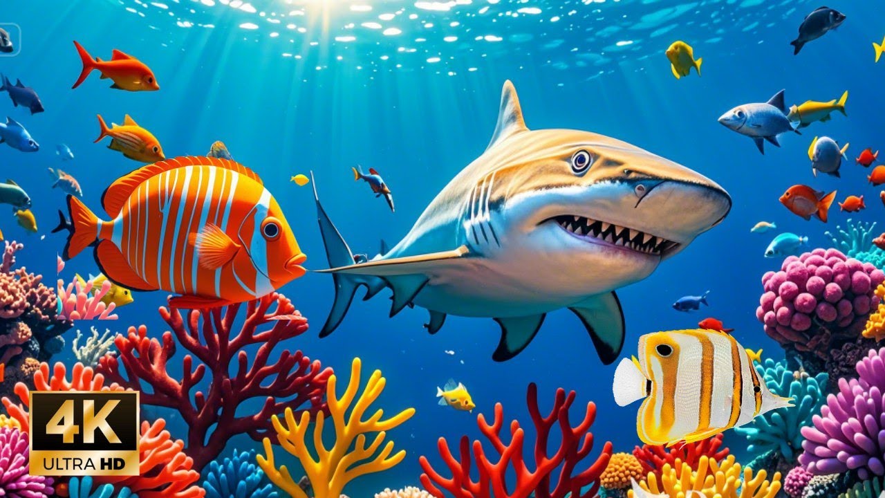 Under Red Sea 4K - Beautiful Coral Reef Fish in Aquarium, Sea Animals ...