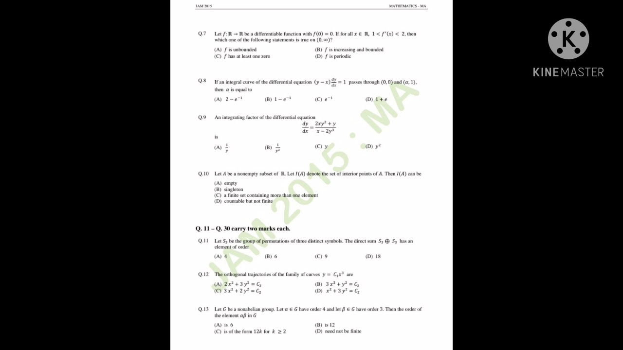Iit jam previous year question papers mathematics (2015) - YouTube