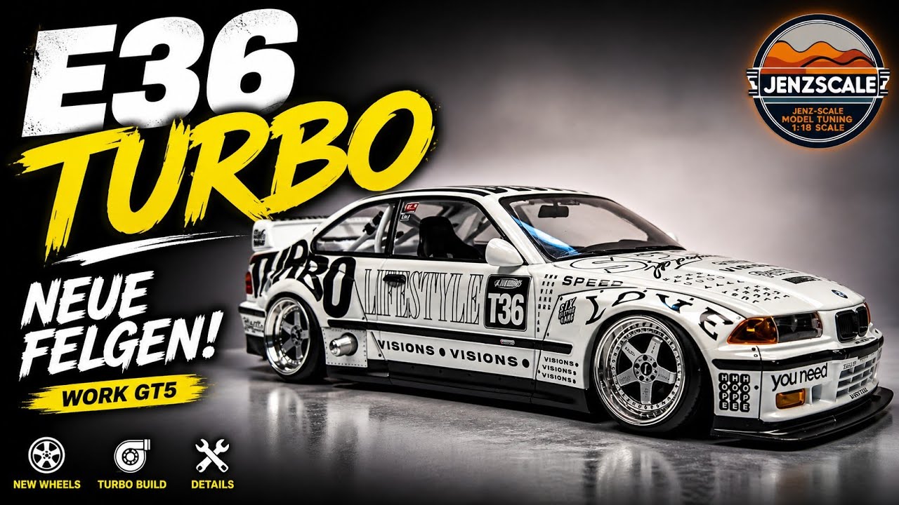BMW E36 Turbo JP Performance mit mehr Stance und neuen Felgen 1:18 # ...