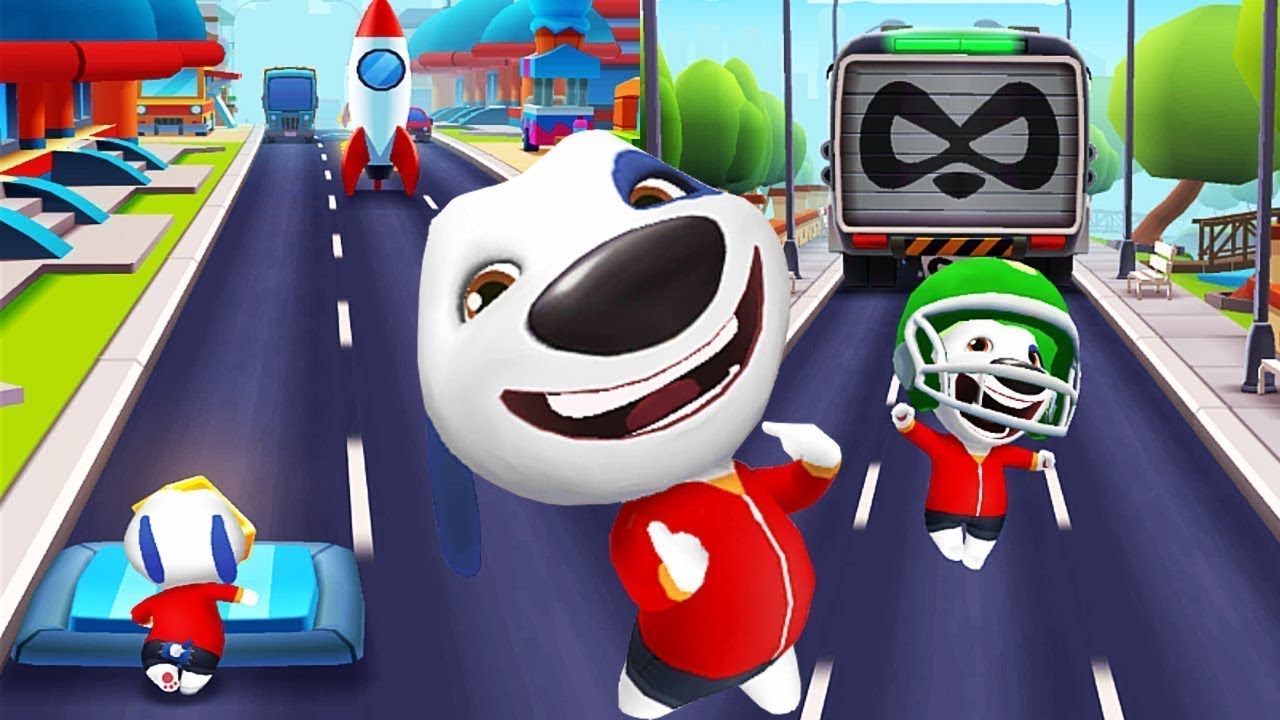 Talking Hank Dog Rocket Launch & Fight Fight # 2 - Talking Tom Gold Run ...