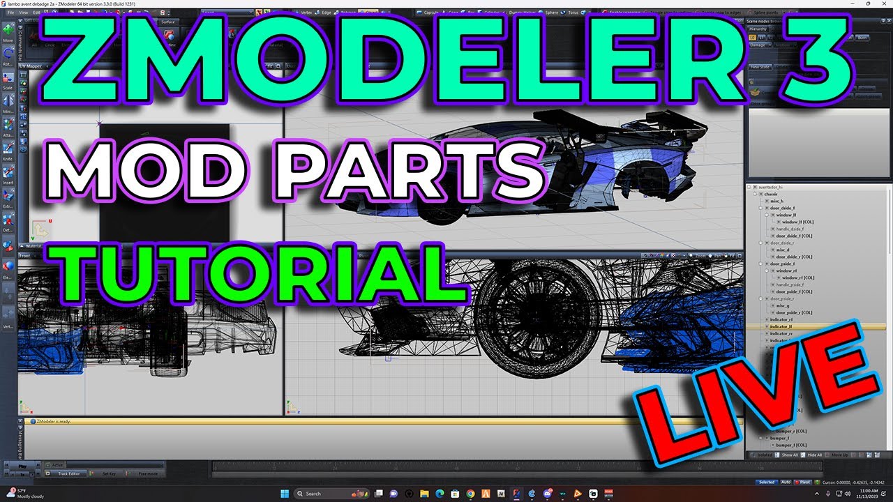 How to add tuning parts to vehicles in Zmodeler 3 ｜ 🔴 LIVE - YouTube