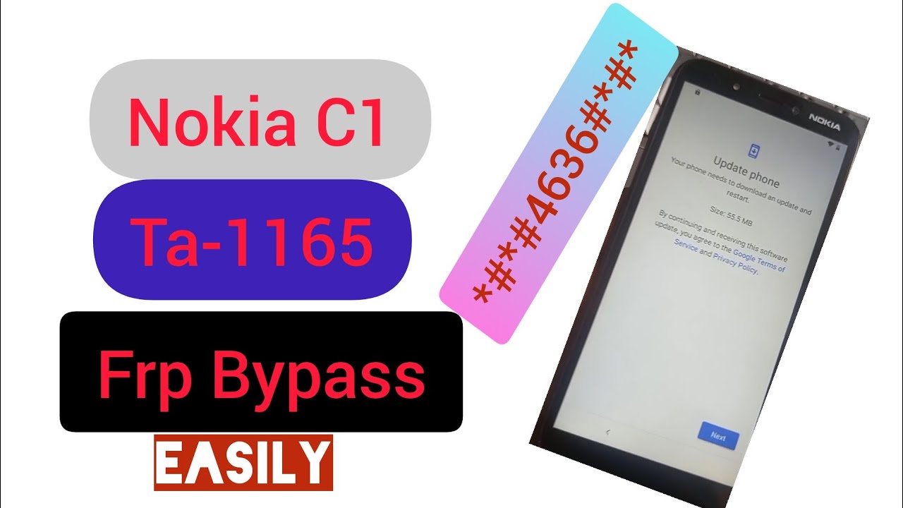 Bypass Frp Nokia C1 (Ta - 1165) google account bypass easily without PC ...
