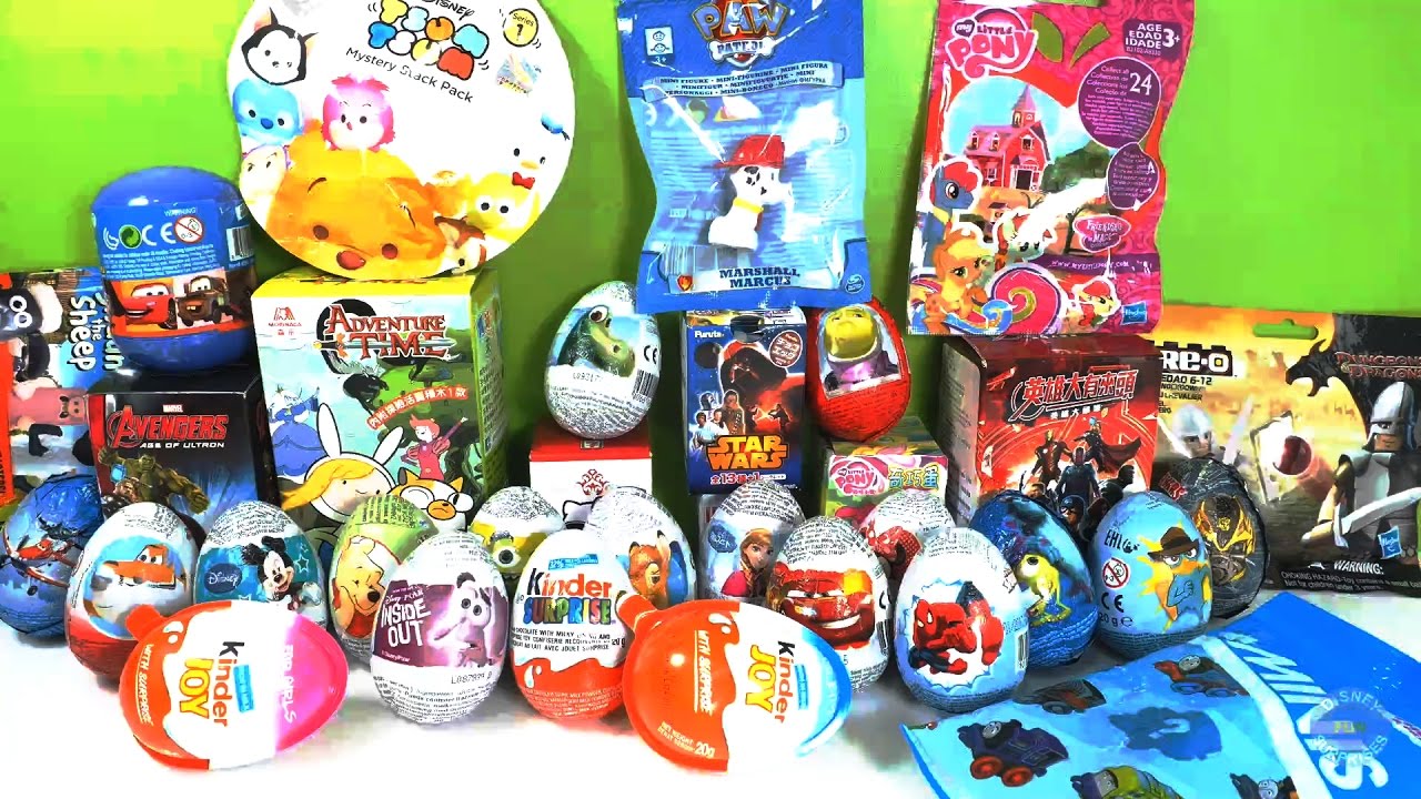 33 Surprise Toys!!! Kinder Surprise Disney Mickey Cars 3 Hello Kitty ...