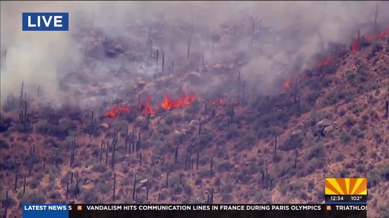Aerials views of Sand Stone Fire, evacuation preparations in place ...