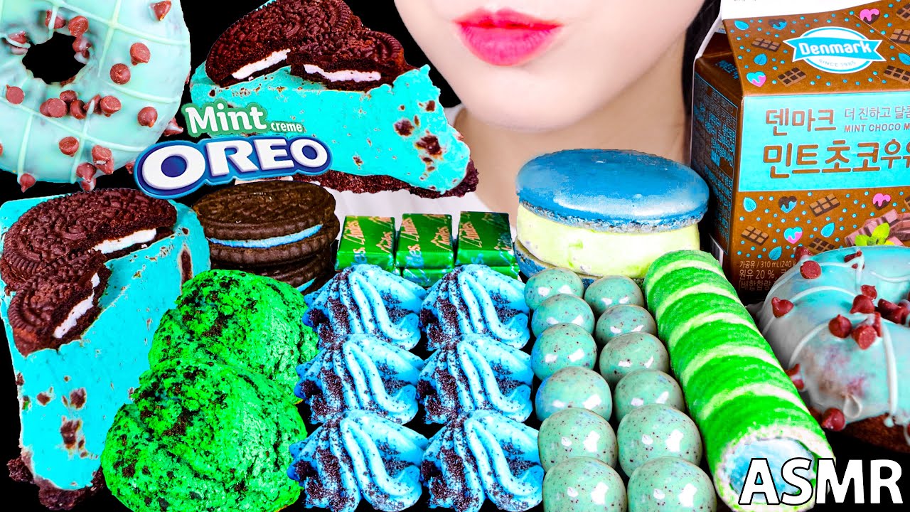 ASMR MINT CHOCOLATE DESSERTS, MINT OREO CAKE, MINT MERINGUE COOKIES ...