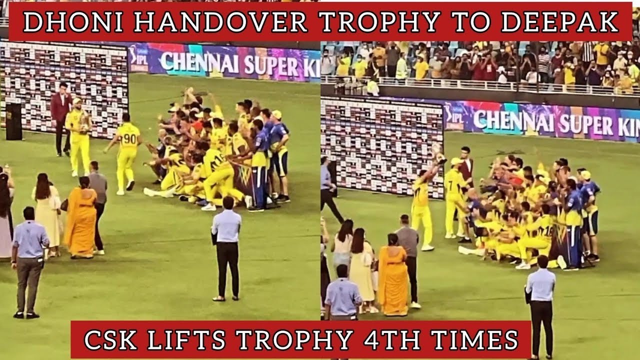 CSK Lifts IPL 2021 Trophy, CSK Winning Celebration live 🏆 - YouTube