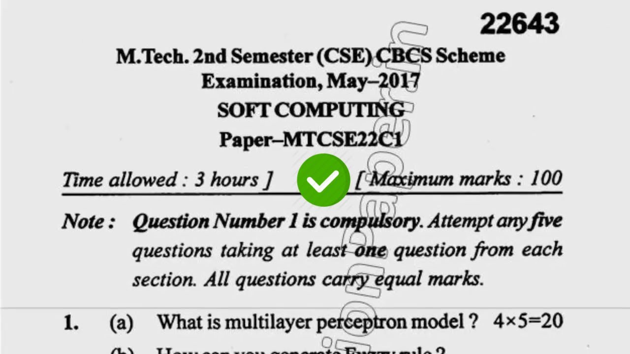 2017 Mdu Mtech CSE 2nd Sem CBCS Soft Computing Question Paper - YouTube