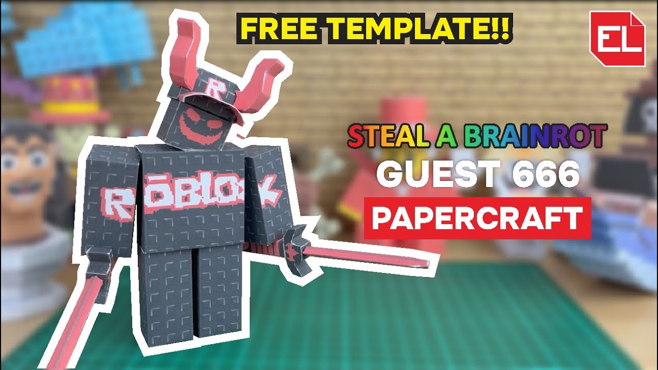 How to Make Guest 666 Paper Craft (FREE TEMPLATE) - Steal a Brainrot ...
