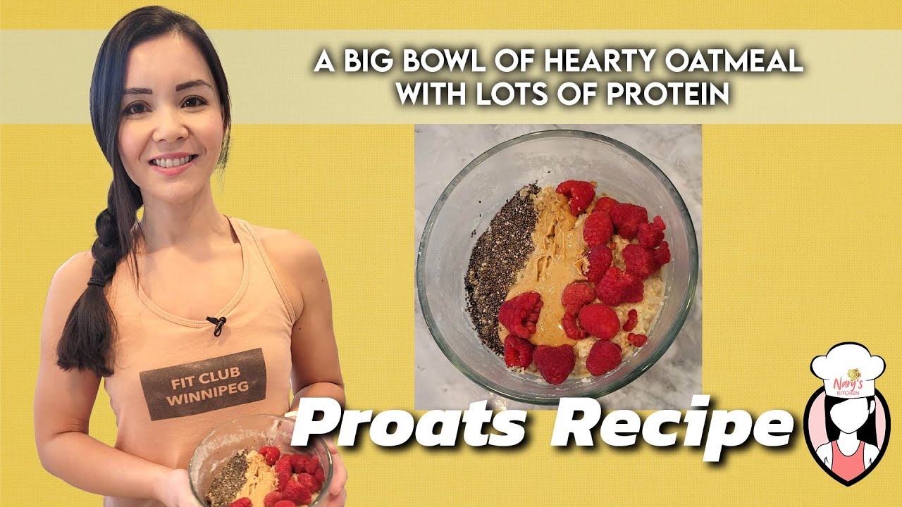 Proats - a big bowl of hearty oatmeal with lots of protein and fiber