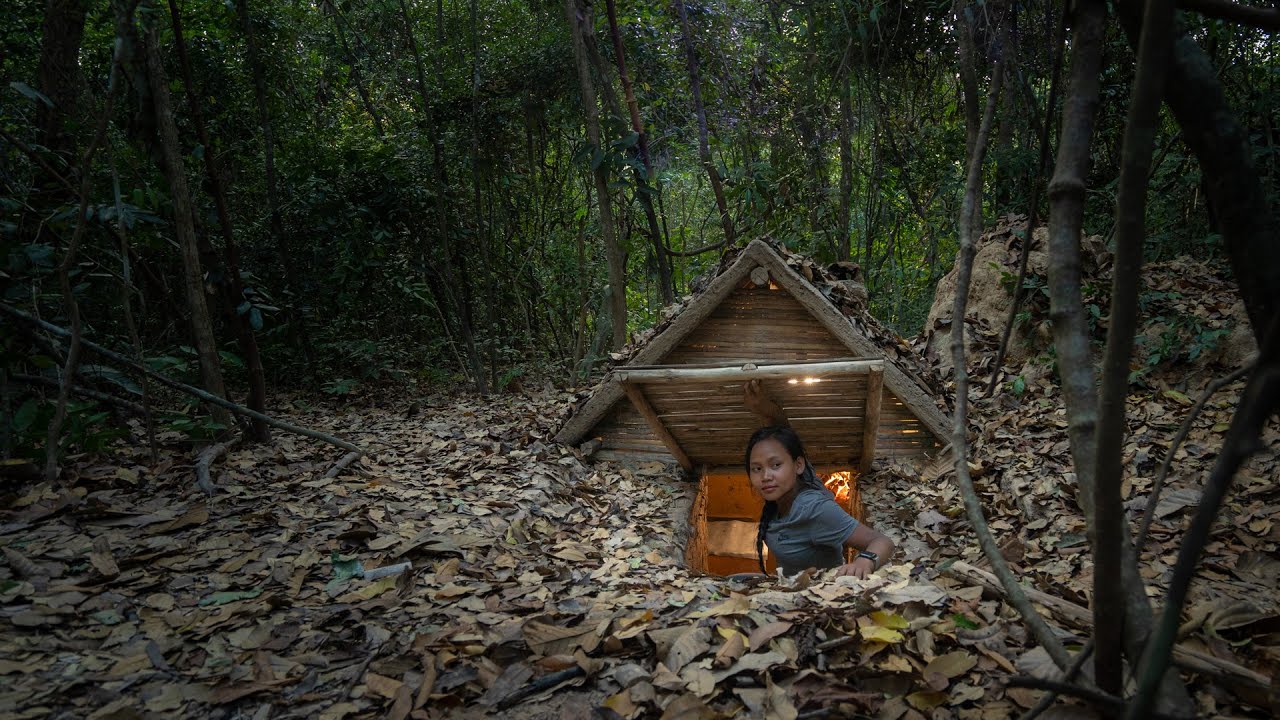 Girl Bushcrafts Living Off Grid Build A Warm Underground Dugout House ...