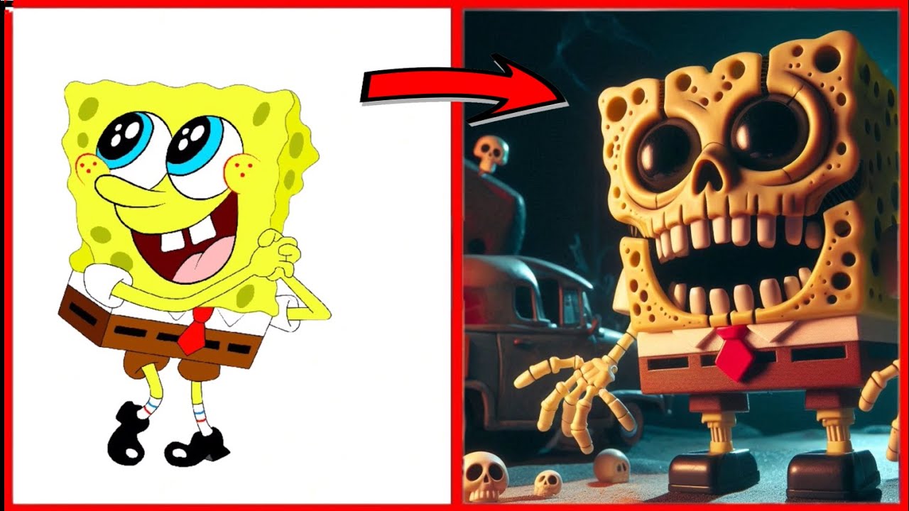 SpongeBob SquarePants as Robot Skeleton - All Characters Part-3 - YouTube