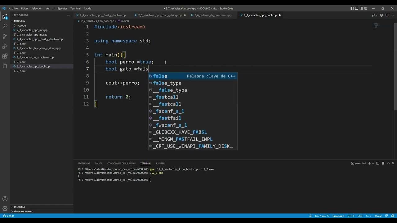 2.7 Variables Tipo Bool -1 - YouTube