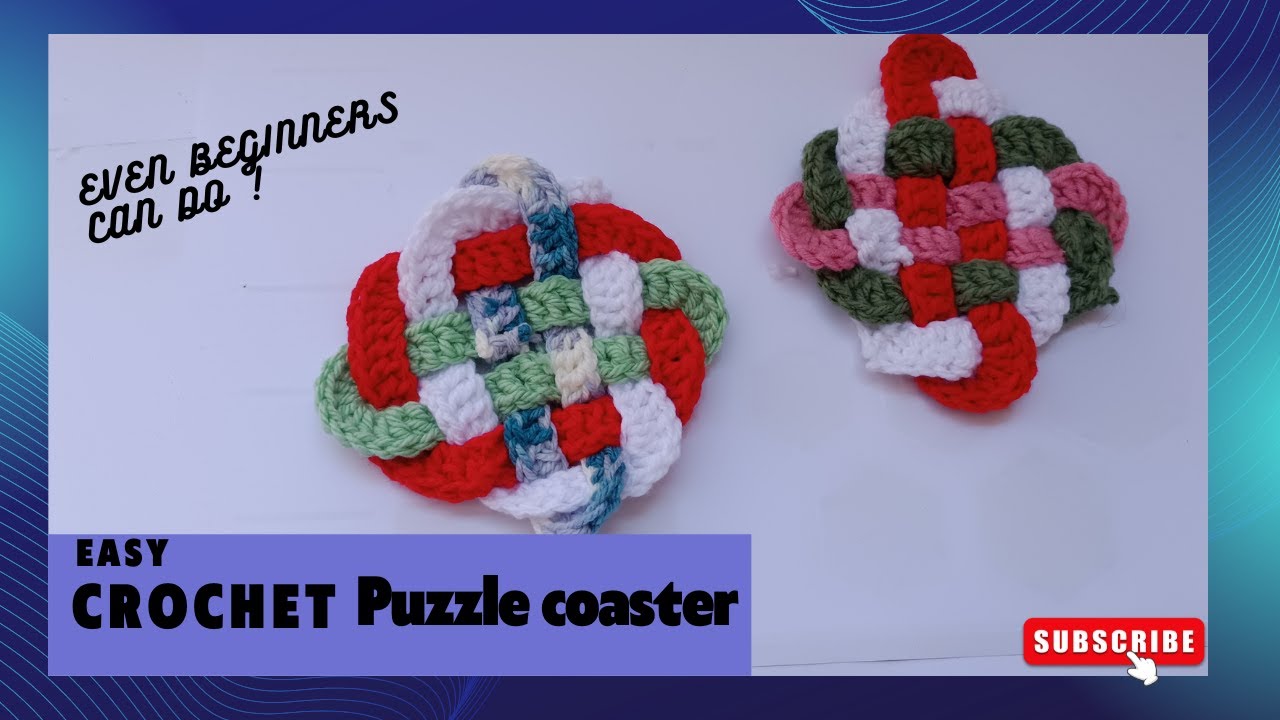 Easy Crochet puzzle coaster 🧩 - how to crochet puzzle coaster #crochet ...