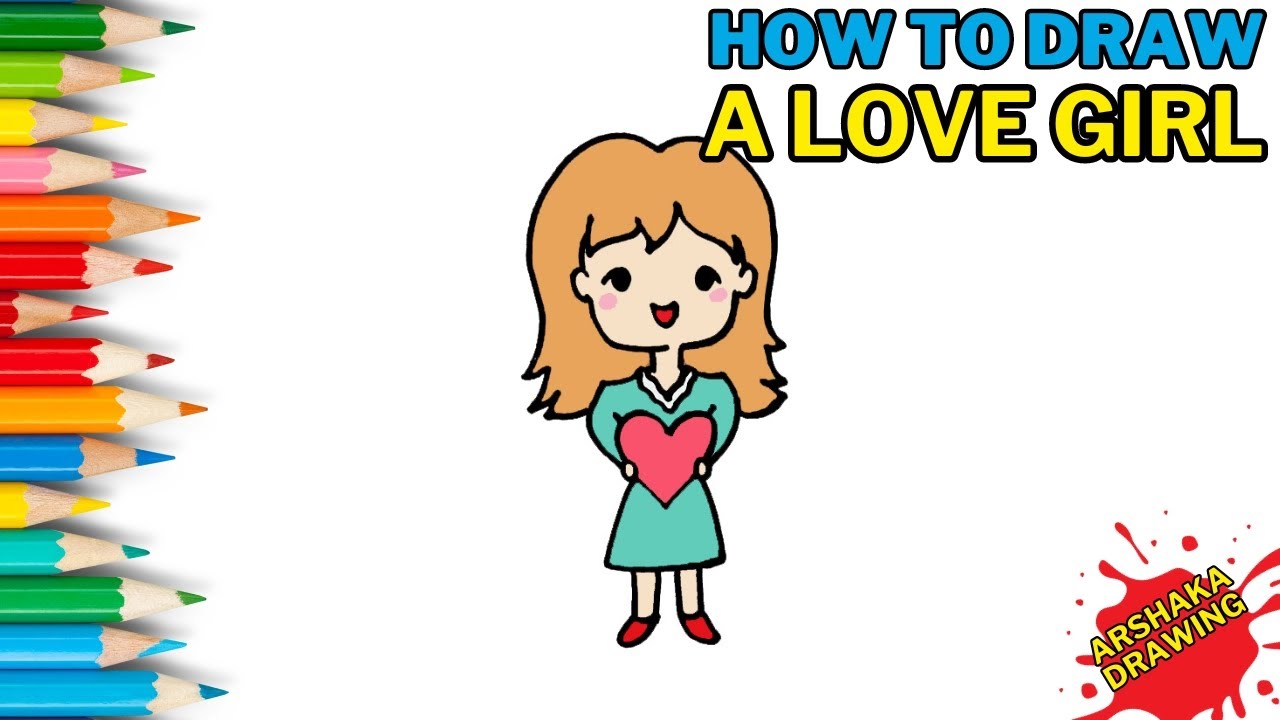Cute Love Girl Drawing and Color | How to Draw Kawaii Tutorial Easy ...