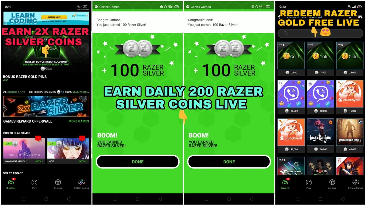 EARN DAILY 200 RAZER SILVER COINS NEW UPDATE | NEW EVENT EARN 2X RAZER ...