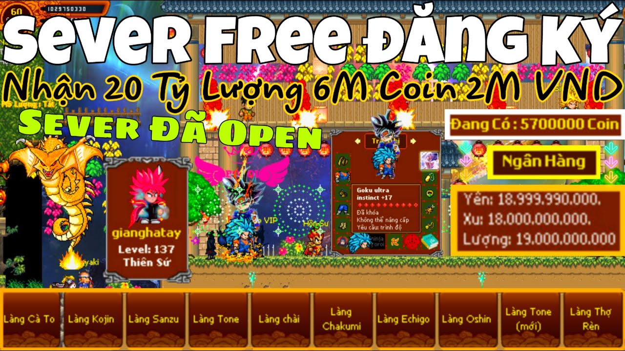 Ninja School Lậu Miễn Phí Đã Open Free 20 Tỷ Xu Lượng Train Quái Ra Set ...