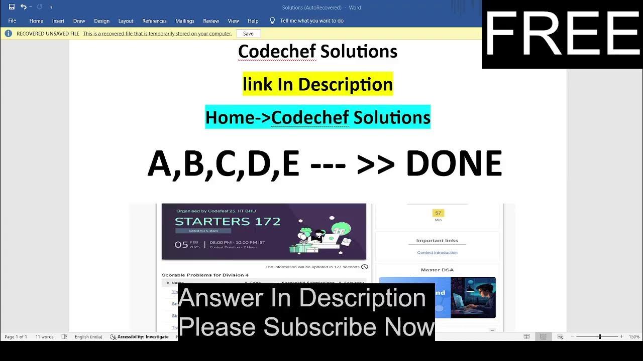 Live : Codechef Solutions / Starters 172 (Rated till 5 star) - YouTube