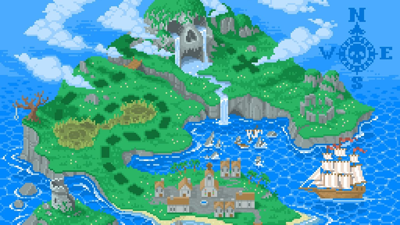 Pixel Art Treasure Island Timelapse - YouTube