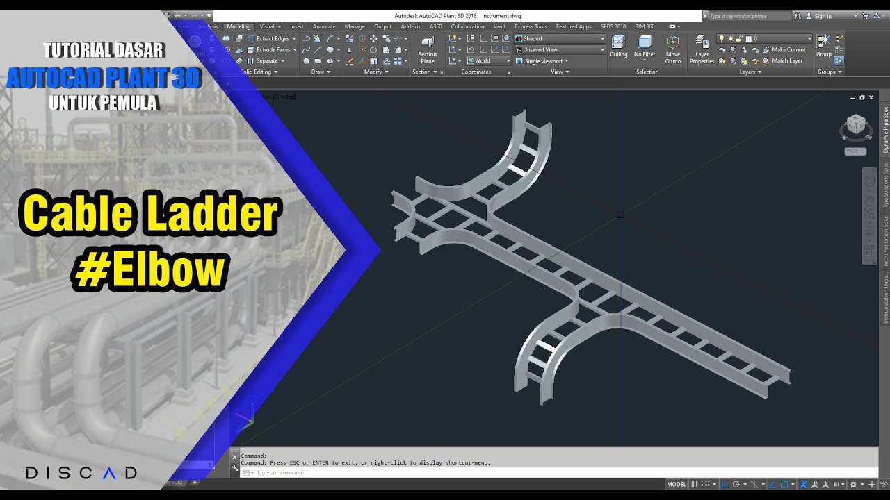 Cara membuat Cable Ladder ( Type Elbow) di Autocad Plant 3D - YouTube