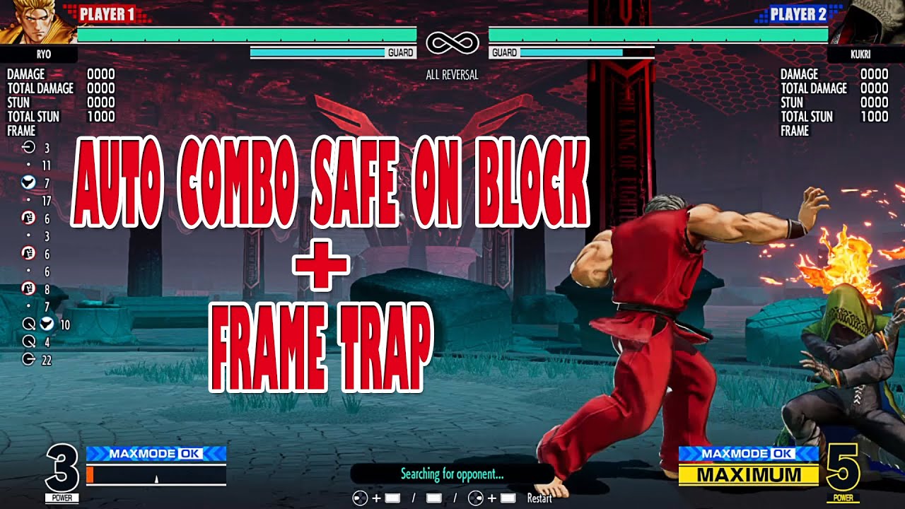 KOF XV: RYO - Auto Combo - Safe On Block, Frame Trap ! - YouTube