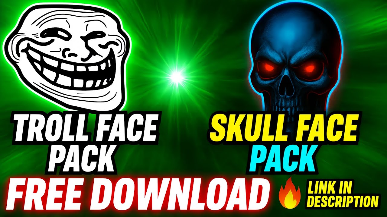 Troll Face + Skull Face Green Screen Pack | Free Download 2025 😱 - YouTube