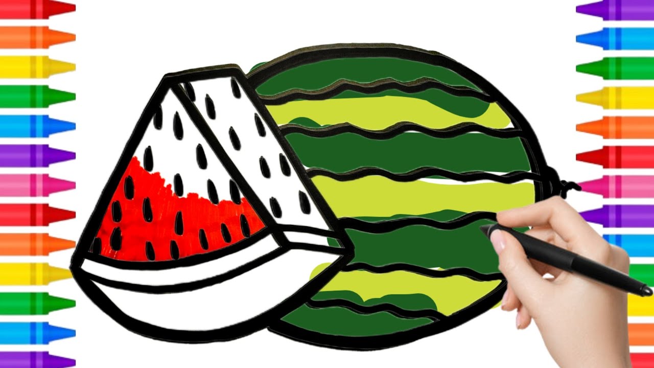 Watermelon drawing || Watermelon drawing for kids and toddlers ...