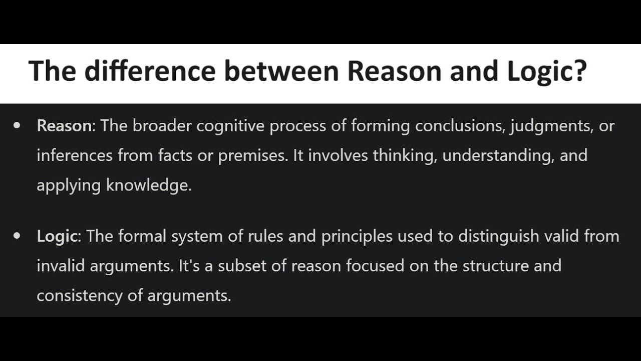 What is the difference between Reason and Logic? - YouTube