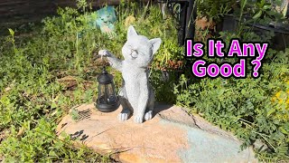 Solar cute catSolar Outdoor Cat Garden Statue,Outside Crafted Garden Sculptures & Statues for Patio,