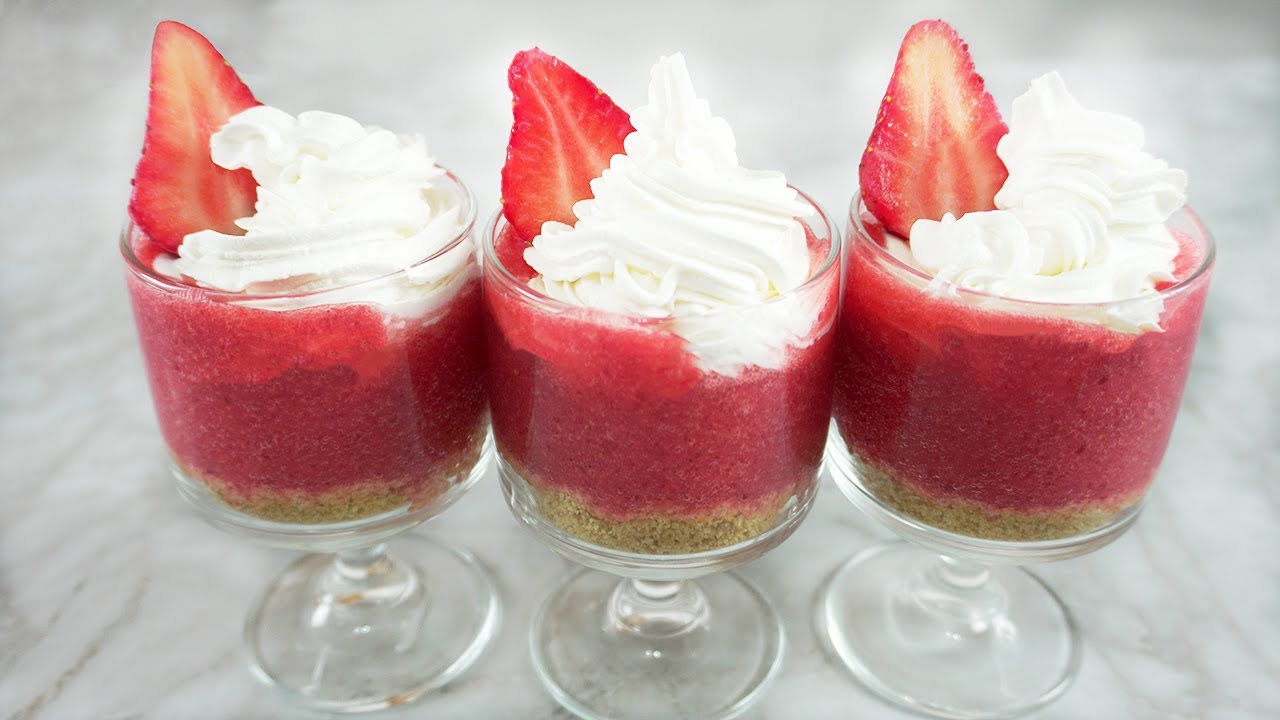 Strawberry cup dessert! you Can't miss it! It is so delicious and tasty ...