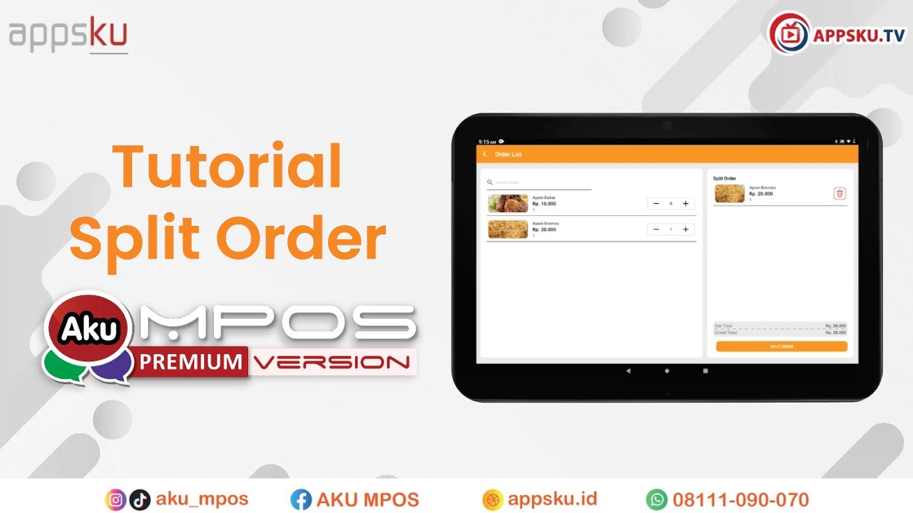 Tutorial Split Order AKU MPOS Premium Version - YouTube